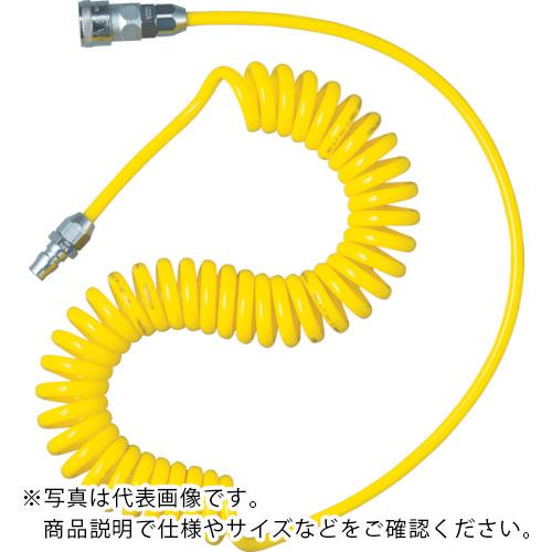 特長：一般カップリングを標準装着のため、エア工具との脱着がスムーズに行なえます。ゴム弾性を有し復元力に優れています。仕様：色：黄外径(mm)：8内径(mm)：5使用範囲(m)：6.0全長(mm)：1230コイル径(mm)：42コイル長(mm...