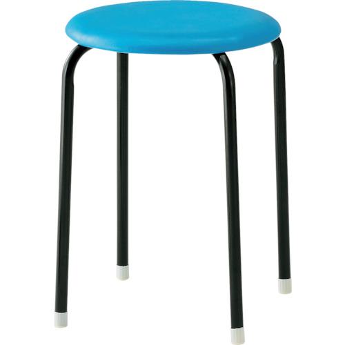 特長：スタッキングが可能です。（4脚まで）仕様：座幅(mm)：320座奥行(mm)：320幅(mm)：390張地：ビニールレザー張り色：ブルー脚色：ブラック座高(mm)：445材質／仕上：座部:鋼板・ウレタンフォーム脚部:φ19.1mmスチ...