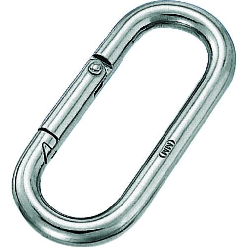 特長：スプリングフックです。バネの力で開口部分が戻ります。チェーンの端末金具などに、ワンタッチで付け外しができます。用途：ジョイント金具。一番スタンダードなジョイント金具です。仕様：使用荷重(kN)：0.78D(mm)：6L(mm)：66S...