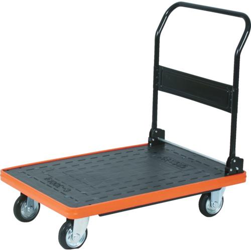 特長：荷台の全周に緩衝ゴムを巻き、ぶつけても傷を付けにくくしてあります。緩衝ゴムがテーブル面より約5mm高いためコボレ止めにもなっています。用途：荷物の運搬。仕様：均等荷重(kg)：300色：ブラック長さ(mm)：906幅(mm)：616高...
