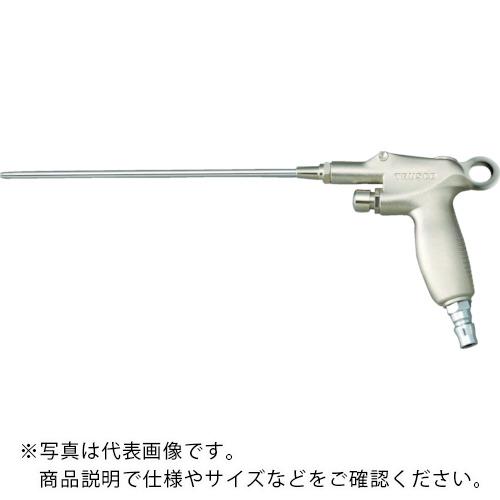 特長：手にフィットする流線形のボディーを採用しています。用途：一般ダスト作業。仕様：ノズル長(mm)：300ノズル口径(mm)：2ノズル取付口：G1/8エア取付口：G1/4全長(mm)：412適合ノズル：TD-18-0N、1N、2N、3N、...