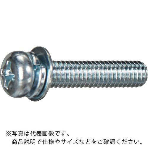 特長：一般的な十字穴のナベ頭ねじです。少しだけ必要な時に便利な少量パックシリーズです。仕様：寸法(mm)d：M4寸法(mm)L：10頭部径(mm)：8.0パッケージ：袋スプリングワッシャ・ワッシャ付材質／仕上：スチール表面処理:三価クロメー...