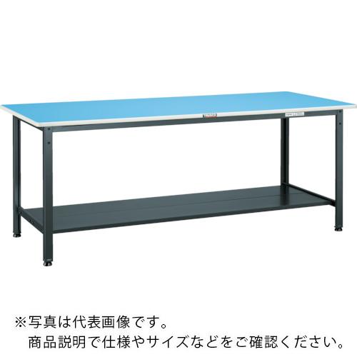 特長：分割できる下棚2枚付で広い保管スペースを確保できます。青色の天板には鎮静作用と視認性が高まる効果があります。青色ポリ化粧天板を使用し、目に優しく、長期間の作業でも負担が軽減できます。商品の仕分けや検品に最適です。表面は滑らかで、ソフト...