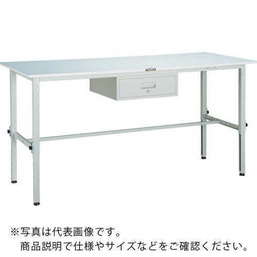 特長：650〜950mmの間で50mmピッチの高さ調節が可能です。引出しは使い勝手に応じて任意の場所に取り付け可能です。仕様：天板材質：リノリューム張間口(mm)：1800奥行(mm)：900高さ(mm)：650〜950脚部カラー：ホワイト...
