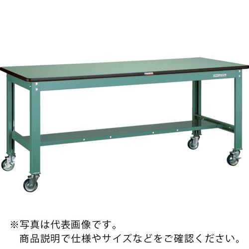特長：φ100のキャスター付で移動に便利です。主要部溶接構造で耐久性に優れています。脚部はグリーン色です。キャスター付で移動に便利です。仕様：天板材質：スチール間口(mm)：1800奥行(mm)：750高さ(mm)：831脚部カラー：グリー...