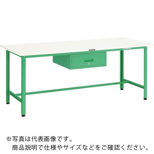 特長：深めの引出しが付いており、ゆとりのある収納・管理ができます。引出しは使い勝手に応じて使いやすい位置に取り付けできます。仕様：天板材質：ポリ化粧間口(mm)：1800奥行(mm)：900高さ(mm)：740脚部カラー：ヤンググリーン(Y...