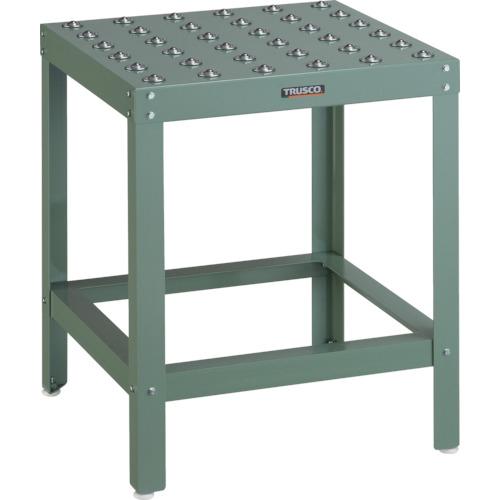 特長：方向転換台や荷造および作業台に最適です。コンベヤラインとの組み合わせに最適です。仕様：全長(mm)：600使用ボールキャスター(個)：C-5-L×36ピッチ(mm)：100高さ(mm)：740幅(mm)：600ボール1個当たりの許容荷...