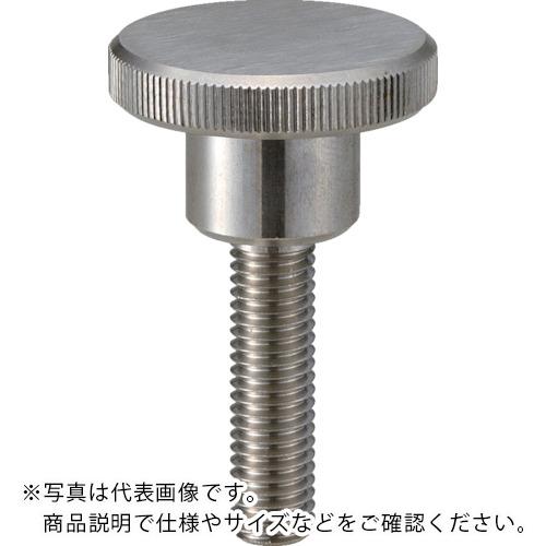 特長：段付タイプのローレットノブです。ローレット加工によりすべりにくくスピーディに締め付けが出来ます。仕様：外径(mm)：20ノブ高さ(mm)：11.5ねじ寸法：M5×0.80ねじ長さ(mm)：20おねじタイプ材質／仕上：ステンレス(SUS...