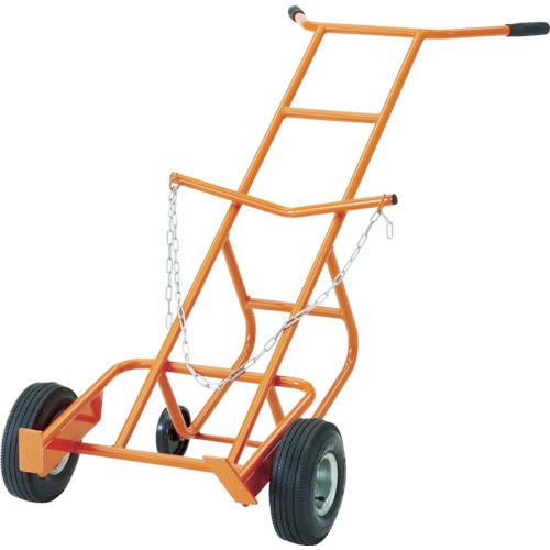 特長：200Lドラム缶を平パレットへ容易に積み込むことができます。ドラム缶を固定するチェーンを標準装備しています。仕様：均等荷重(kg)：300前輪内幅(mm)：510全幅(mm)：700全長(mm)：530全高(mm)：1735車輪タイプ...