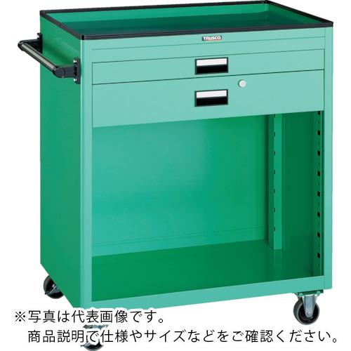 特長：棚板無しのタイプですが、オプションで自由棚が追加できます。引出しは2段共鍵が掛ります。仕様：最大積載量(kg/台)：150均等積載量(kg/段)：40色：ホワイト間口(mm)：820奥行(mm)：500高さ(mm)：880キャスター：...