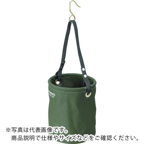 特長：日本製の高品質な縫製を施した電工バケツです。防水加工布を使用しています。底面にベニヤ板入りです。仕様：色：OD径(mm)：φ270高さ(mm)：300奥行(mm)：270幅(mm)：270フック付き材質／仕上：10号防水加工帆布持手:...