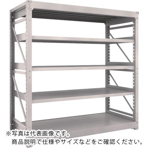 特長：主要構造部分をボルト止めにし、安全性を重視した堅牢な構造です。荷重、横からのねじれにも強いC型形状の支柱を採用しています。横材、斜材がブレース機能の役割を果たし、耐荷重・耐震性に優れています。棚板は50mmピッチで簡単に移動が可能です...