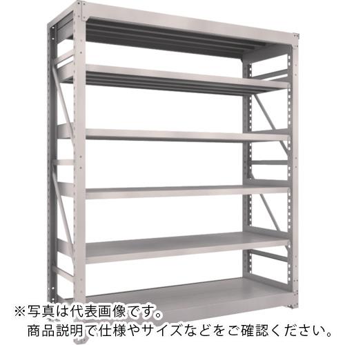 特長：主要構造部分をボルト止めにし、安全性を重視した堅牢な構造です。荷重、横からのねじれにも強いC型形状の支柱を採用しています。横材、斜材がブレース機能の役割を果たし、耐荷重・耐震性に優れています。棚板は50mmピッチで簡単に移動が可能です...