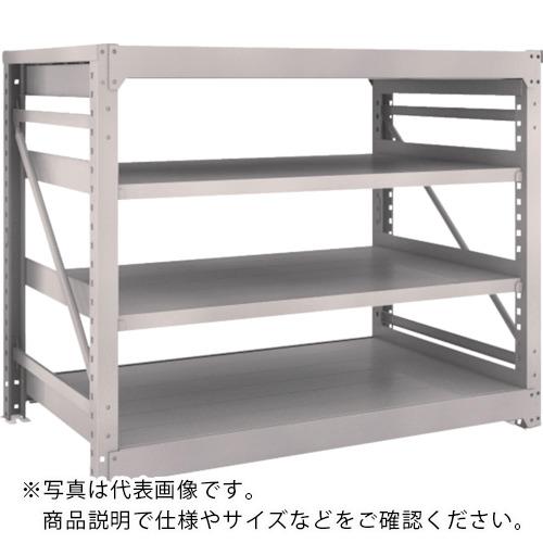 特長：主要構造部分をボルト止めにし、安全性を重視した堅牢な構造です。荷重、横からのねじれにも強いC型形状の支柱を採用しています。横材、斜材がブレース機能の役割を果たし、耐荷重・耐震性に優れています。棚板は50mmピッチで簡単に移動が可能です...