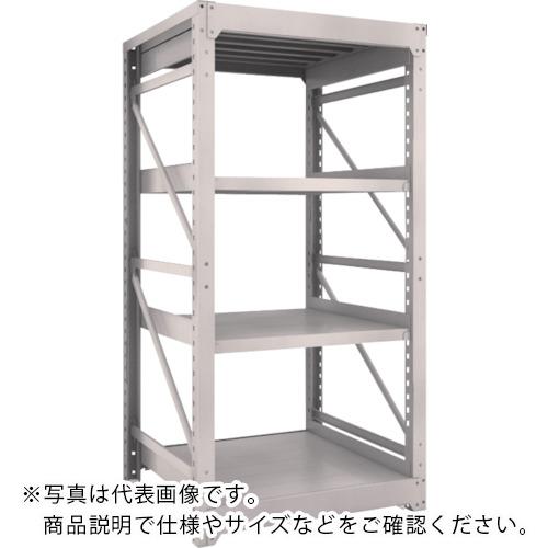 特長：主要構造部分をボルト止めにし、安全性を重視した堅牢な構造です。荷重、横からのねじれにも強いC型形状の支柱を採用しています。横材、斜材がブレース機能の役割を果たし、耐荷重・耐震性に優れています。棚板は50mmピッチで簡単に移動が可能です...