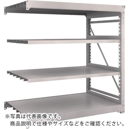 特長：主要構造部分をボルト止めにし、安全性を重視した堅牢な構造です。荷重、横からのねじれにも強いC型形状の支柱を採用しています。横材、斜材がブレース機能の役割を果たし、耐荷重・耐震性に優れています。棚板は50mmピッチで簡単に移動が可能です...