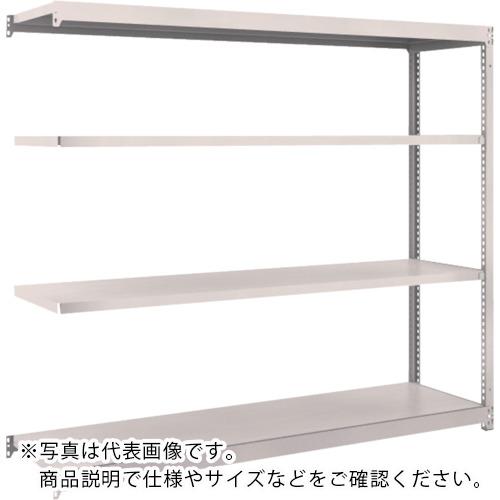 特長：ボルトを1本も使用していないボルトレス構造で、分解・組み立て作業が簡単。組立作業の時間を大幅に短縮できます。棚の段数変更が小刻みな25mmピッチで、自由に調整、変更ができます。高さ、奥行が同じであれば、増結することができます。また、支...