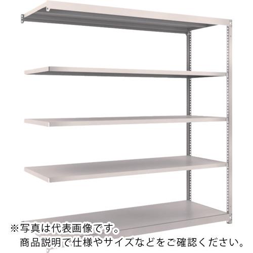特長：ボルトを1本も使用していないボルトレス構造で、分解・組み立て作業が簡単。組立作業の時間を大幅に短縮できます。棚の段数変更が小刻みな25mmピッチで、自由に調整、変更ができます。高さ、奥行が同じであれば、増結することができます。また、支...
