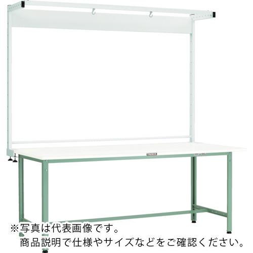 特長：ホース、ケーブル、工具などを吊り下げできるハンガー付です。仕様：天板材質：ポリ化粧間口(mm)：1800奥行(mm)：900高さ(mm)：1948脚部カラー：ヤンググリーン(YG)アジャスターねじサイズ：M16×2.0均等荷重(kg)...