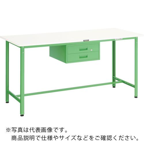特長：仕分けに便利な2段引出し付です。引出しは使い勝手に応じて使いやすい位置に取り付けできます。仕様：天板材質：ポリ化粧間口(mm)：1800奥行(mm)：750高さ(mm)：900脚部カラー：ホワイト(W)アジャスターねじサイズ：M16×...