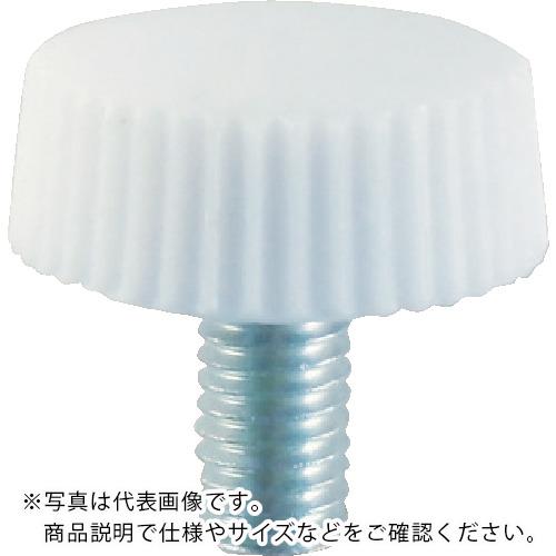 特長：手で締められるねじです。110℃の優れた耐熱性です。用途：照明器具、ディスプレイ器具、電気機器、一般機械、事務用機器等。仕様：頭部径(mm)：17色：白色呼び径d：M6呼び径L：16ねじピッチ(mm)：1.0パッケージ：ボルトンパック...