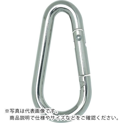 特長：国内製造の高品質なカラビナです。手作業で最終調整をしているので、滑らかな開閉を実現しています。素手にも優しいニッケルメッキ仕上げです。アルミ合金製に比べて耐摩耗性に優れています。用途：チェーン・ワイヤ・ロープなどの連結用フックとして。...