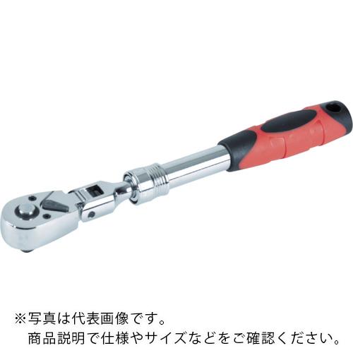 特長：全長が可変するので、未使用時はコンパクトにして工具箱などに収納可能です。頭部がフレキシブルに振れることができ、狭い箇所などでの作業に最適です。72歯のギアを採用し、狭い場所での作業を可能にしました。仕様：歯数(枚)：72差込角(mm)...