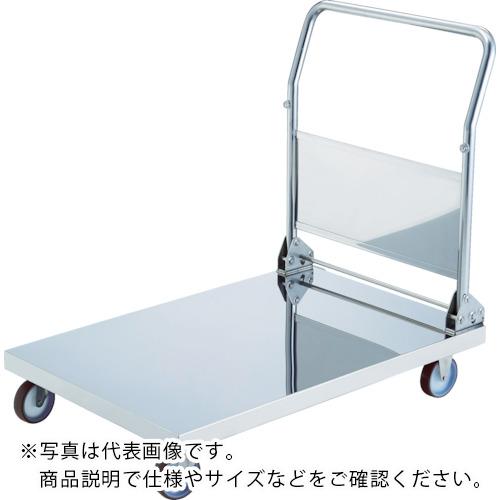 特長：折りたたみ式なので使わないときはコンパクトにしまえます。荷台にしっかりと補強の入った、板厚1.5mmの頑強な溶接式のSUS304製台車です。キャスターもSUS金具ですので、食品工場やクリーンルームで使用できます。用途：食品工場、研究所...