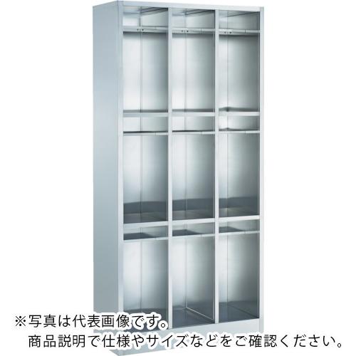 特長：さびにくく丈夫なオールステンレス製の長靴ロッカーです。内寸高さ503MMのため、大きめの長靴でも余裕をもって収納できます。用途：研究施設、クリーンルーム、食品工場など。仕様：間口(mm)：1010奥行(mm)：330高さ(mm)：16...