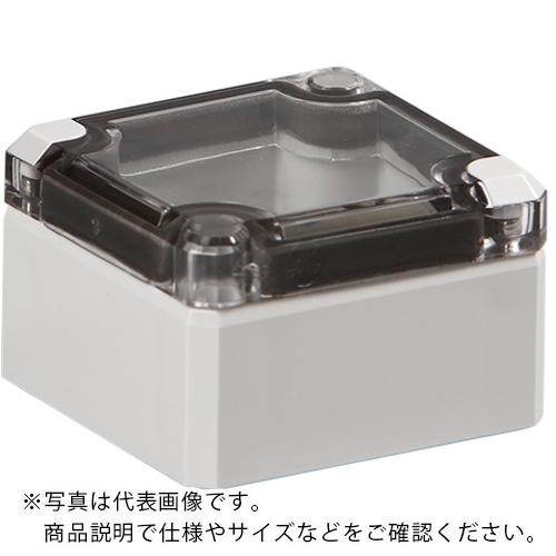 特長：保護等級IP65の防水・防塵ポリカーボネートボックスです。軽量で耐衝撃性に優れています。トップカバー内側にも取付ボスが付いていますので部品などの取付けにご利用下さい。仕様：Rohs対応品IP65材質／仕上：ポリカーボネート　●代表画像...