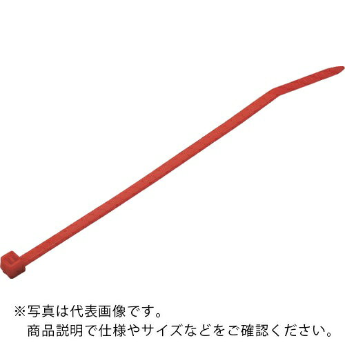 特長：簡単結束に便利です。仕様：色：レッド幅(mm)：2.5長さ(mm)：100厚さ(mm)：1最大結束径(mm)：22引張強度(N)：79全長(mm)：100最大結束内径(mm)：22引張強度(kg)：8.1使用温度範囲：-40〜85℃材...