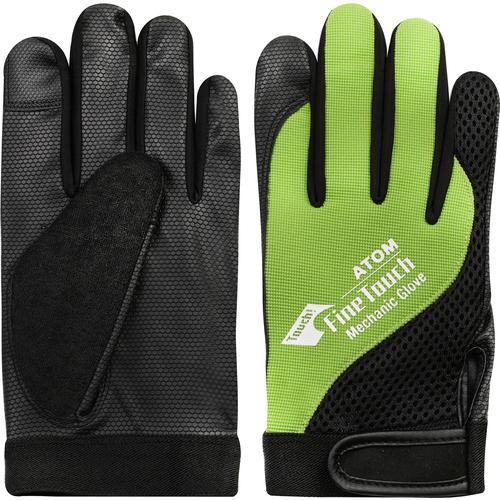 特長：着用したままタッチパネル操作が可能なフィットグローブです。整備作業兼ライディング用としても使用可能なデザインです。親指甲側にパイル生地を使用しており、汗ふきもできます。用途：自動車整備機械メンテナンス配線工事レジャー仕様：色：グリーン...