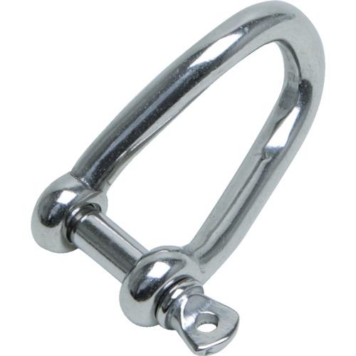 特長：耐食性の高いステンレス鋼製のシャックルです。90°ねじれています。用途：チェーンやワイヤーロープの連結金具仕様：使用荷重(kN)：5.68B(mm)：20D(mm)：10L(mm)：60許容荷重（kg）：579許容荷重（N）：5680...