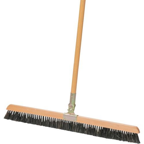 特長：ホコリが舞い上がりにくく細かいゴミも残さず掃き取る。握っても冷たくない木柄タイプ用途：掃き掃除に仕様：幅(mm)：600長さ(mm)：1230穂幅:約60cm 柄の長さ:約123cm材質／仕上：ブラシ：ポリエチレン・PET・馬毛ヘッド...