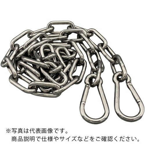 特長：溶接チェーンは切断済み、両側にフックを取り付けています。オールステンレス製のため、防錆性・耐候性に優れています。用途：転倒防止、進入禁止、境界用の仕切りに。仕様：全長(m)：1線径d(mm)：5内長P(mm)：37内幅W(mm)：8使...