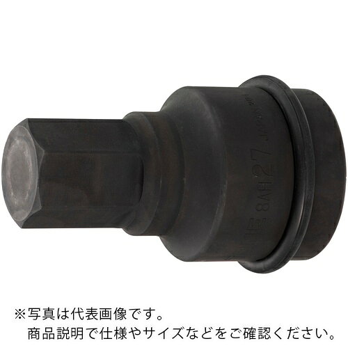 特長：インパクトレンチなどの動力工具用のソケットです。仕様：差込角(mm)：25.4対辺寸法(mm)：27全長(mm)：90適合ピン：PIN5544S(対辺17〜32mm)、PIN5550S(対辺36mm)適合Oリング：RINGW30S(対...