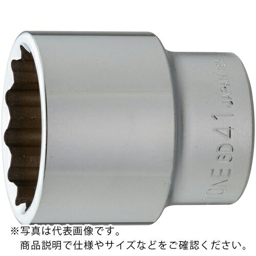 特長：スタンダードタイプで、対辺12角形状です。重工業整備まで必要なツールを取りそろえています。12角は6角よりも、ボルト頭やナットに対して2倍差し込みやすく作業効率がアップします。仕様：差込角(mm)：19.0対辺寸法(mm)：41全長(...