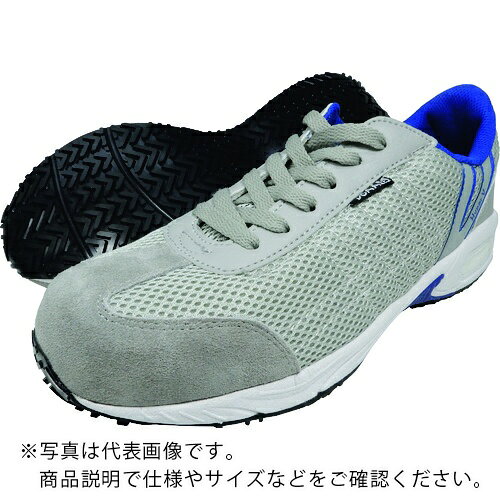 特長：耐滑力のある樹脂先芯入りの安全スニーカー。軽量で通気性がいい。用途：建設業。運送業。仕様：寸法(cm)：27.0色：グレー27.0EEEグレー動摩擦係数0.30以上4.5±0.04材質／仕上：甲被：編物、合成皮革、本革靴底:耐油性ゴム...