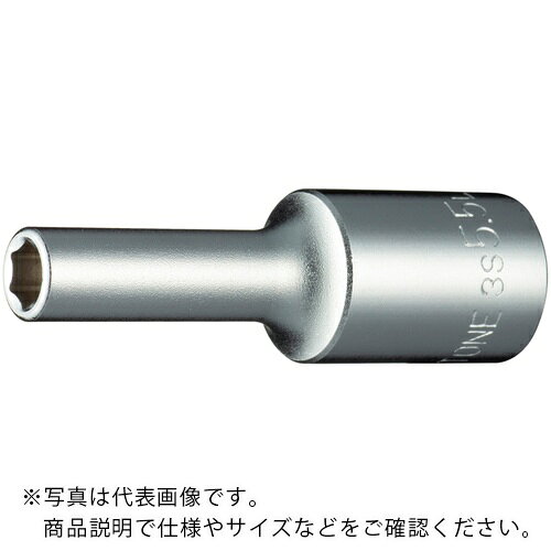 特長：ボルトが突き出したナットを回すのに最適です。深い箇所のナットにも最適です。仕様：差込角(mm)：9.5対辺寸法(mm)：5.5全長(mm)：54対辺形状：6角対辺(mm)：5.5材質／仕上：構造用鋼　●代表画像について 商品によっては...