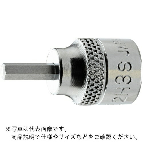 特長：ラチェットハンドルに差し込んで使用することにより、締め付けが素早く行えます。用途：六角穴付きボルト・ねじの締付け、緩め作業用。仕様：差込角(mm)：6.35対辺寸法(mm)：3ビット長さ(mm)：9全長(mm)：25対辺(mm)：3材...