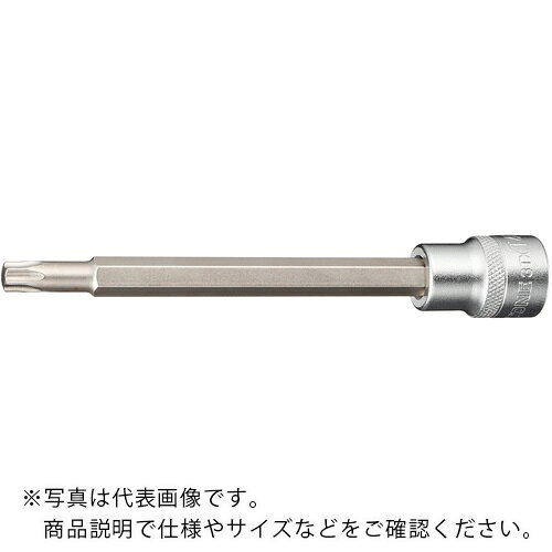 特長：強力ロングタイプです。早回しに便利なローレット加工仕上げです。用途：T型トルクスねじの締付け、緩め作業用。仕様：呼びNo.：T40先端寸法(mm)：6.6差込角(mm)：9.5全長(mm)：125材質／仕上：構造用鋼注意：インパクトレ...