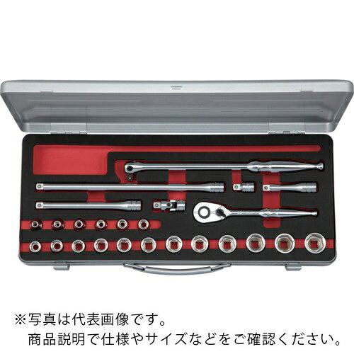 特長：自動車整備・機械整備に最適です。ユーザーニーズに合わせた入組内容、使い勝手を考えたレイアウトです。9.5sq.ラチェットハンドルは、BR390（90枚ギア）を採用しています。トレイは割れにくく、丈夫で耐久性に優れた樹脂成形品です。メタ...