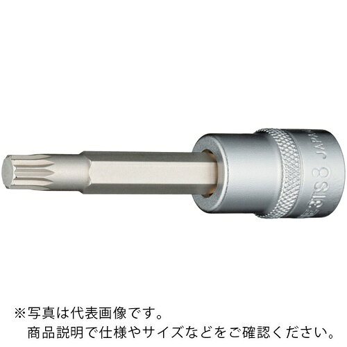 特長：輸入車で使われる三重四角穴付きボルト（XZN)の脱着用ビットソケットです。仕様：差込角(mm)：9.5全長(mm)：75先端規格：M8材質／仕上：構造用鋼　●代表画像について 商品によっては、代表画像を使用している場合がございます。 ...