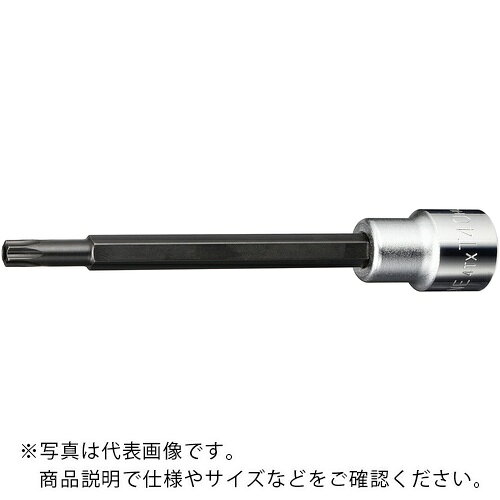 特長：いじり防止のロングタイプです。早回しに便利なローレット加工仕上げです。用途：T型トルクスねじの締付け、緩め作業用。仕様：呼びNo.：T40先端寸法(mm)：6.60差込角(mm)：12.7全長(mm)：132ビット長さ(mm)：100...