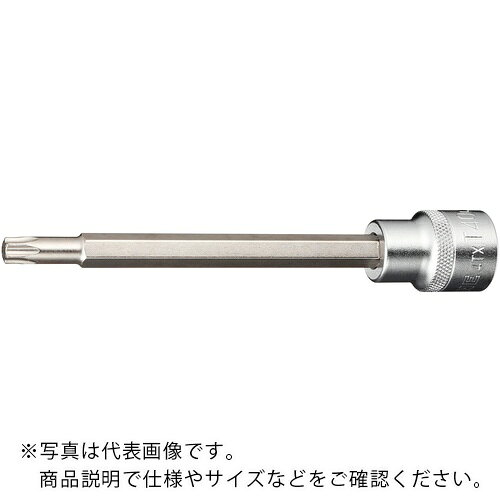 特長：強力ロングタイプです。早回しに便利なローレット加工仕上げです。用途：T型トルクスねじの締付け、緩め作業用。仕様：呼びNo.：T40先端寸法(mm)：6.60差込角(mm)：12.7全長(mm)：132材質／仕上：構造用鋼注意：インパク...