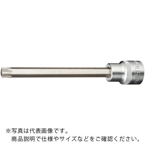 特長：強力ロングタイプです。早回しに便利なローレット加工仕上げです。用途：T型トルクスねじの締付け、緩め作業用。仕様：呼びNo.：T50先端寸法(mm)：8.79差込角(mm)：12.7全長(mm)：132材質／仕上：構造用鋼注意：インパク...