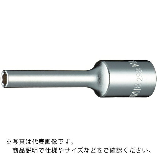 特長：ボルトが突出したナットを回すのに最適です。深い箇所のナットにも最適です。用途：ボルト・ナットの締付け・緩め作業用。仕様：差込角(mm)：6.35全長(mm)：51対辺形状：6角対辺寸法(インチ)：1/8インチサイズ材質／仕上：構造用鋼...