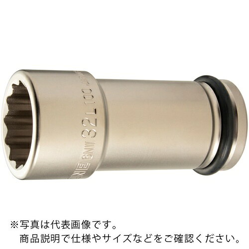 特長：外観品質と防錆力の向上を図った無電解メッキ仕様のインパクト用ロングソケットです。12角タイプです。用途：ボルト・ナットの締付け・緩め作業用。仕様：差込角(mm)：19.0対辺寸法(mm)：32全長(mm)：100対辺形状：12角適合ピ...