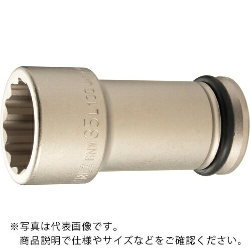 特長：外観品質と防錆力の向上を図った無電解メッキ仕様のインパクト用ロングソケットです。12角タイプです。用途：ボルト・ナットの締付け・緩め作業用。仕様：差込角(mm)：19.0対辺寸法(mm)：35全長(mm)：100対辺形状：12角適合ピ...