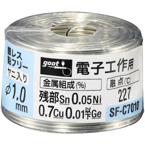 特長：有害な鉛を含まない環境にやさしいはんだです。用途：電子キット等の組立に。仕様：線径(mm)：1.0融点(℃)：227フラックスタイプ：活性化ロジン鉛フリーはんだ対応：対応RoHS2対応　ノンボビン電子工作用はんだヤニ：入り　●メーカー...